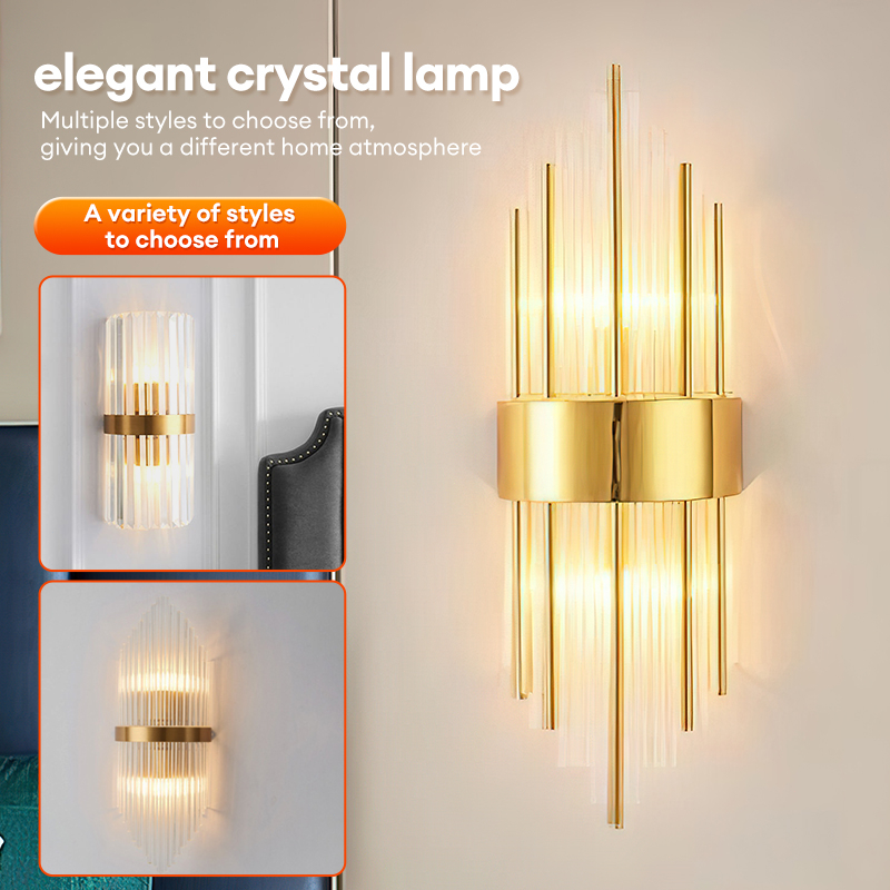 Wall Lamp LED Light Modern Crystal Wall Lamp Night Light Bedroom Living ...