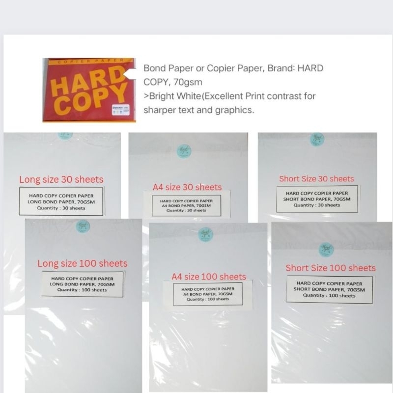 Bond Paper (30pcs/100pcs)_Long,A4,Short | Shopee Philippines