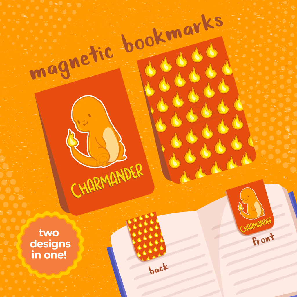 Magnetic Bookmark Pokemon Charmander Back to back Design | Shopee ...