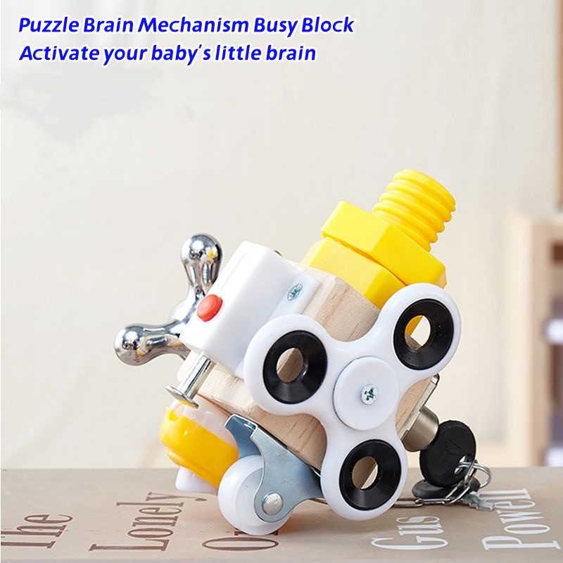 Montessori kid's busy block unlock toy essential educational sensory ...