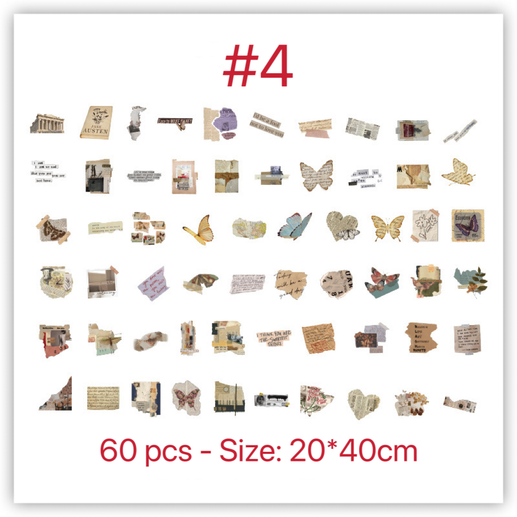 60 pcs sticker pack creative children's handbook stickers cute retro ...