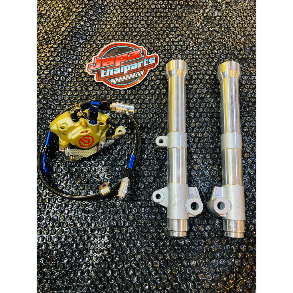 BREMBO TURTLE BACK CALIPER SET w/ LIGHTEN FRONT SHOCK & SWITCH HOSE ...