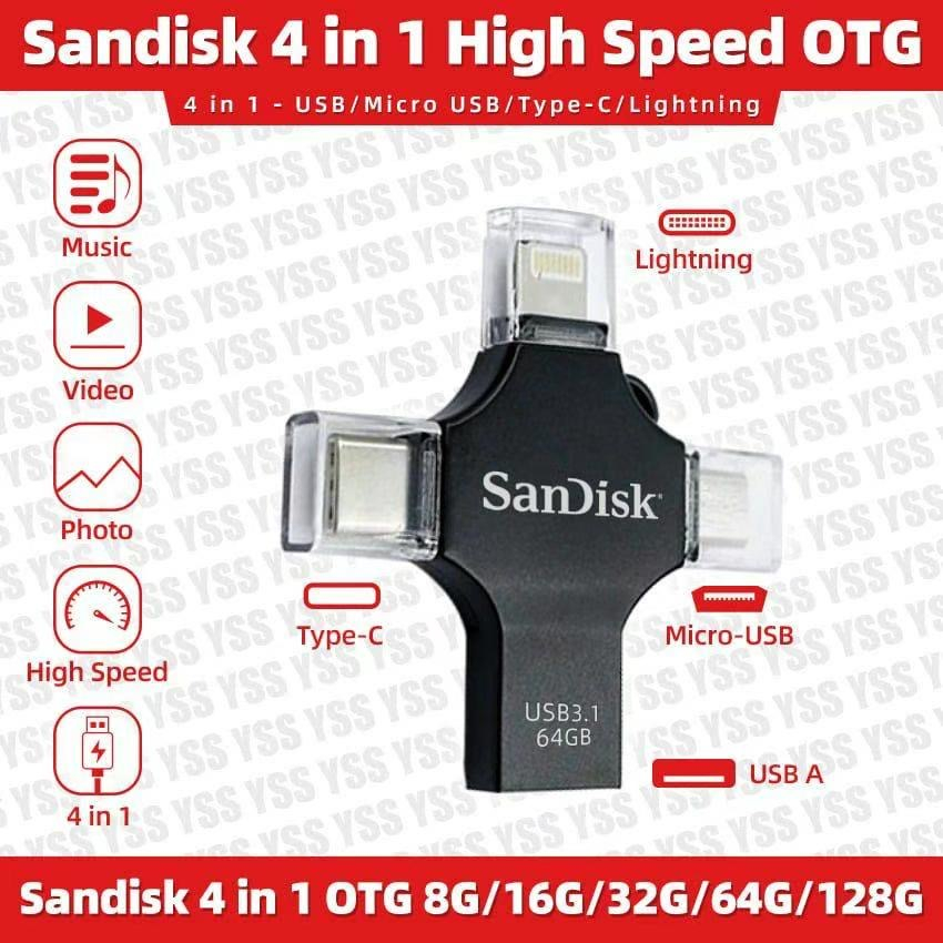 PinSan 4 in 1 flash drive OTG Pendrive Fast Speed Type-C For iOS Tablet ...