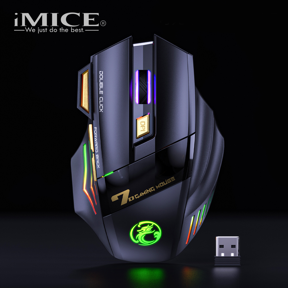7-button 2.4G Mute Rechargeable Colorful Breathing Light Wireless ...