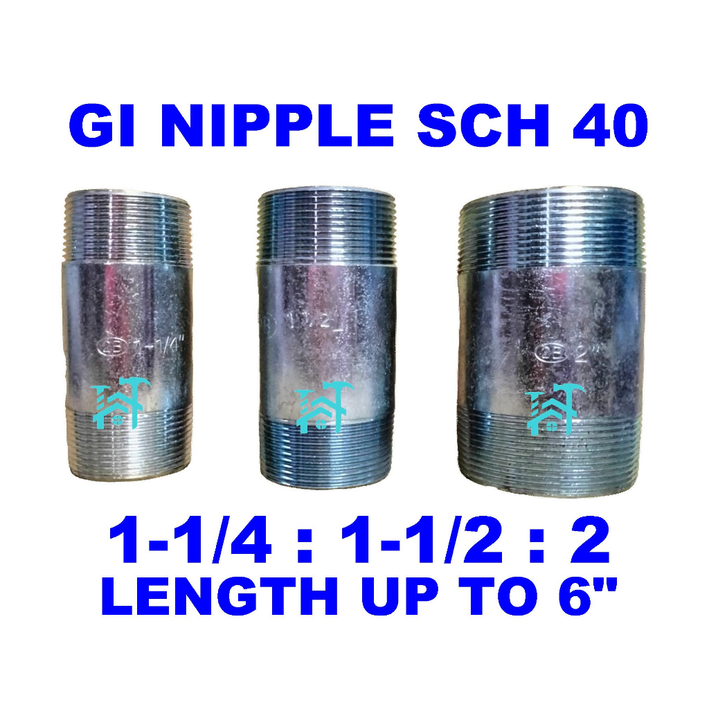 GI NIPPLE : GALVANIZED NIPPLE 1-1/4 : 1-1/2 & 2" | Shopee Philippines