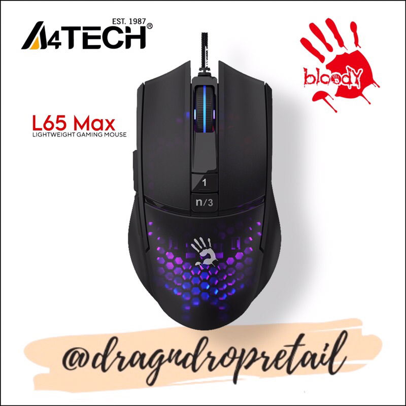 A4TECH BLOODY L65 Max Lightweight RGB Gaming Mouse, Honeycomb Shell, Ultra Core 3 & 4 ...