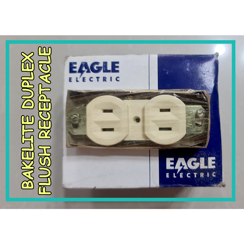 (PER PIECE) Eagle BakeLite Duplex Flush Receptacle Cat no. 733 Cream ...