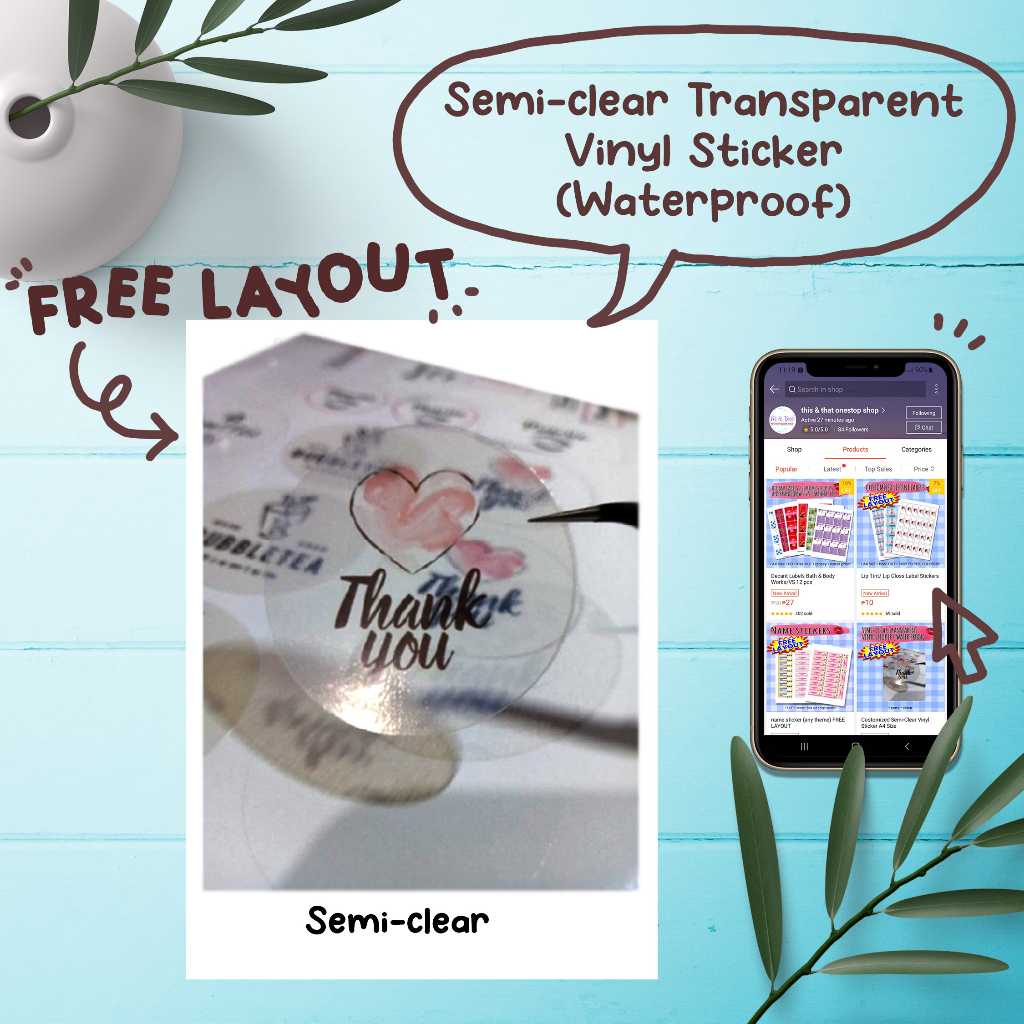 Customized Semi-Clear Vinyl Sticker A4 Size | Shopee Philippines