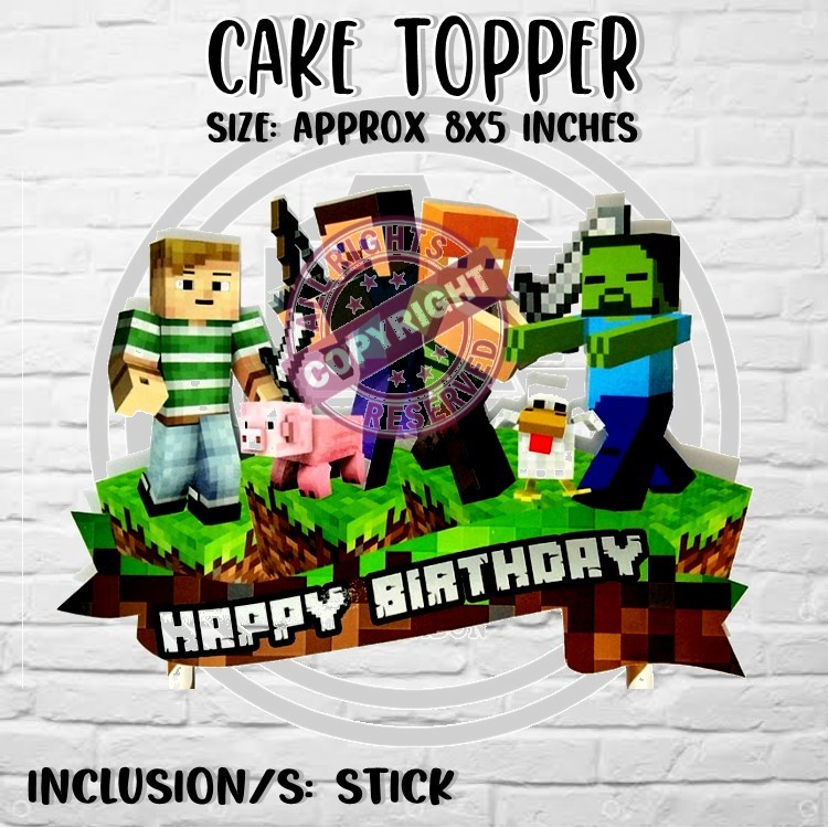 Minecraft theme cake topper | Shopee Philippines