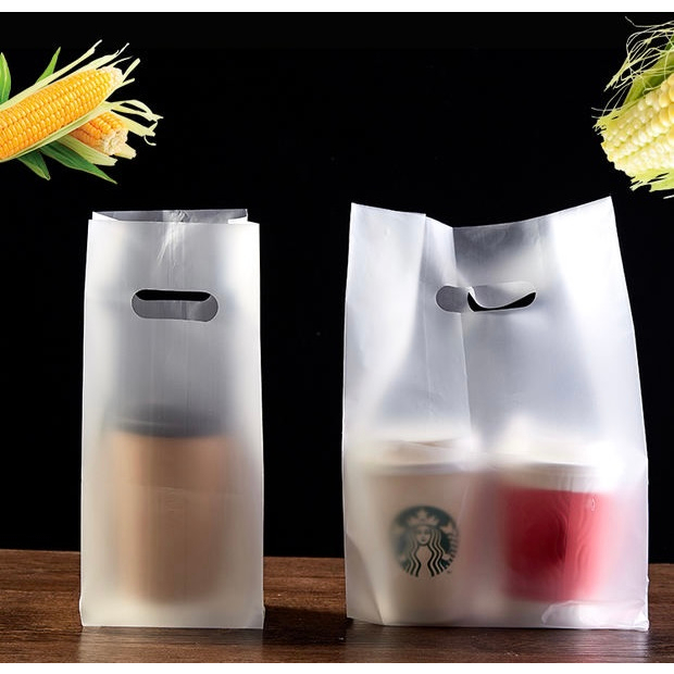 50pcs/Biodegradable Take out Plastic Bag for Milktea Biodegradable milk ...