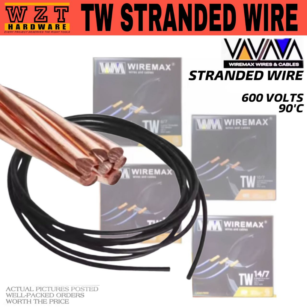 Original WIREMAX PER METER TW Stranded Wire 14/7 - 12/7 - 10/7 - 8/7 99.99% Pure Copper | Shopee ...