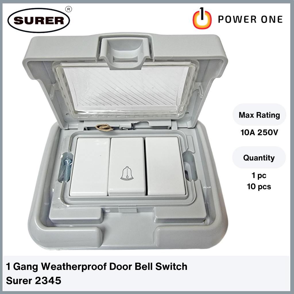 Surer 2345 1 Gang Weatherproof Door Bell Switch (2300 Series) | Shopee ...