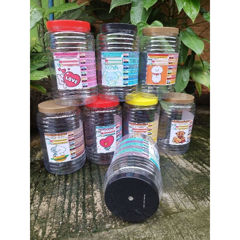 BT21 ALKANSYA IPON CHALLENGE (coins bank) transparent clear plastic jar ...