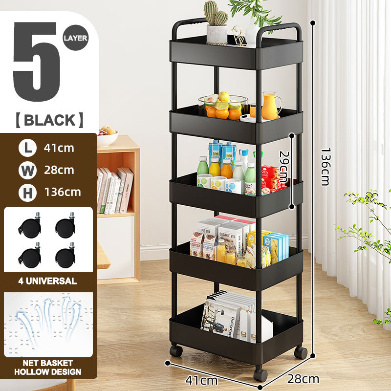 4 Tier Trolley Cart Organizer With Wheels kitchen Trolley Organizer for ...
