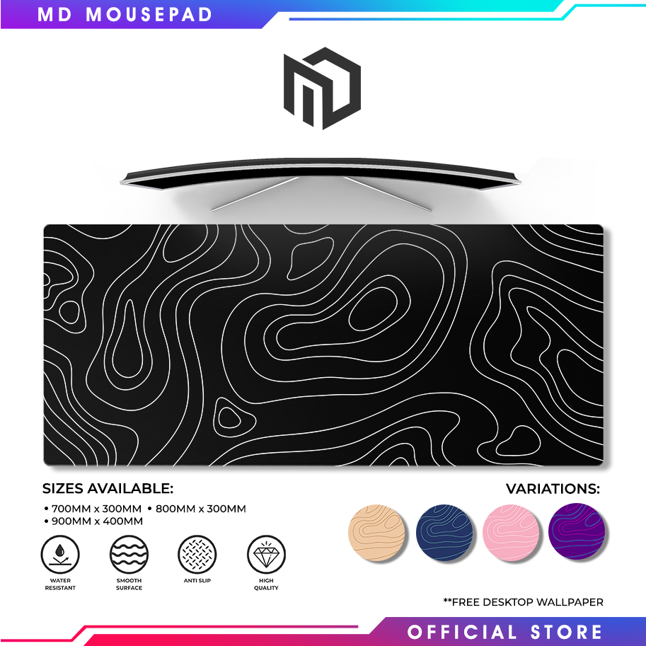 MD Mousepad | Topographic | Extended Large Gaming Mouse pad Deskmat ...