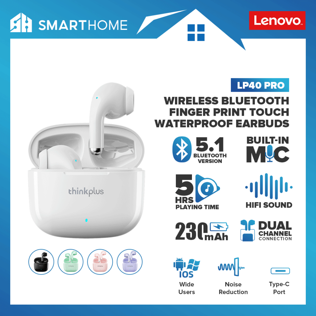 Lenovo LP40 PRO True Wireless Earphones Bluetooth 5.1 TWS HD Stereo Low Latency Gaming Headsets ...