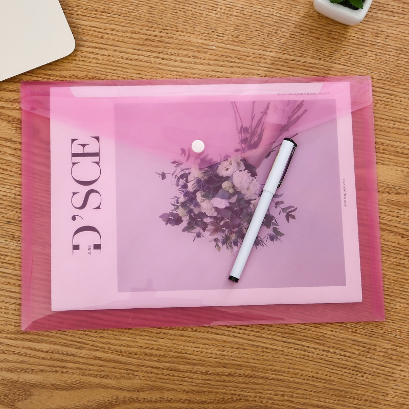 A4 Transparent Envelope Folder Clear Snap Button File Case Plastic ...