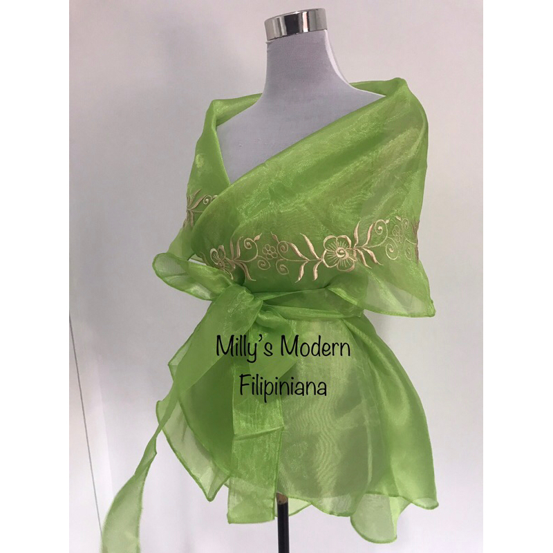 Modern Filipiniana Wrap around / Apple Green Embroidery best seller ...