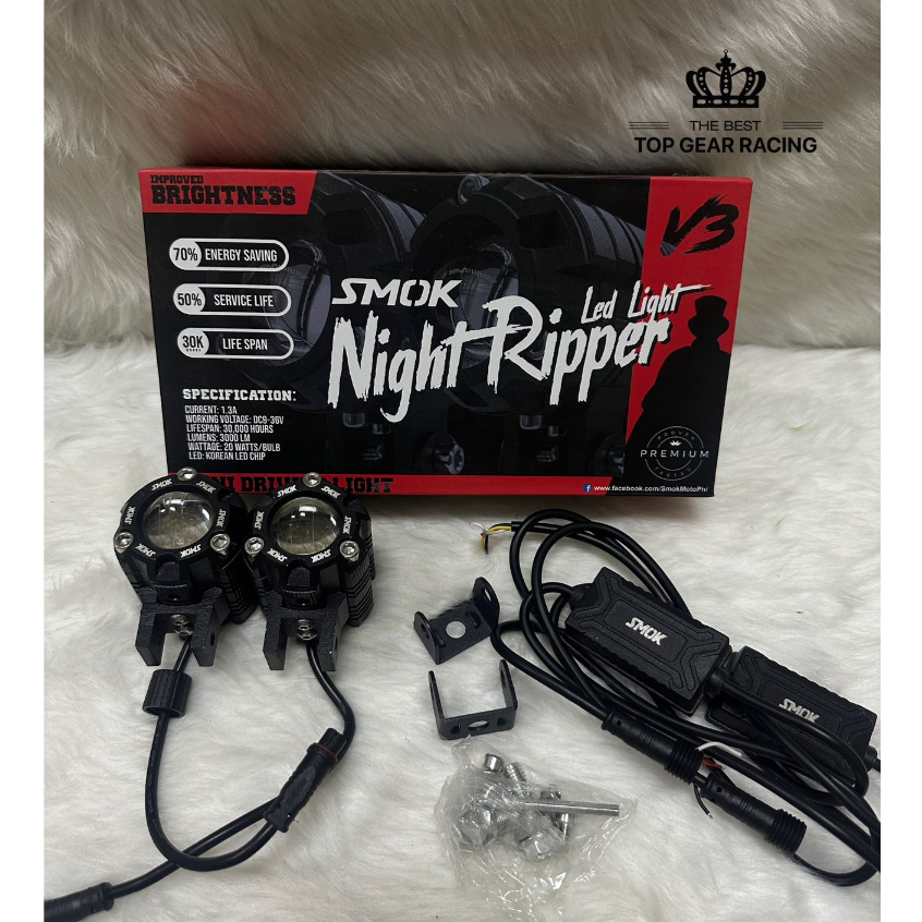 SMOK MINI DRIVING LIGHT V3 NIGHT RIPPER 20W MOTORCYCLE LED LIGHT WHITE YELLOW DUAL LIGHT ...