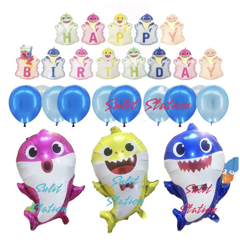 SHARK SHARKS THEMED PARTY ARCH GARLAND BANNER POSTER TOY BALLOONS ...