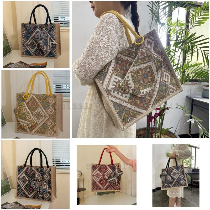 Shuiiil Tote Bag Large Capacity Ethnic Style Retro Female Fashion linen ...