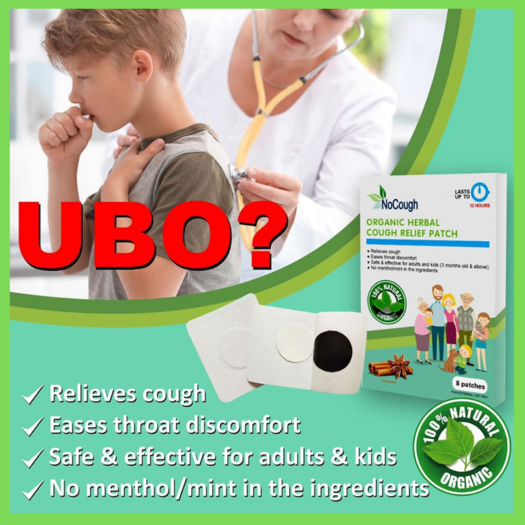 No Cough Organic Patch 1 Box 12 sachets Herbal Cough Relief Tanggal Ubo ...
