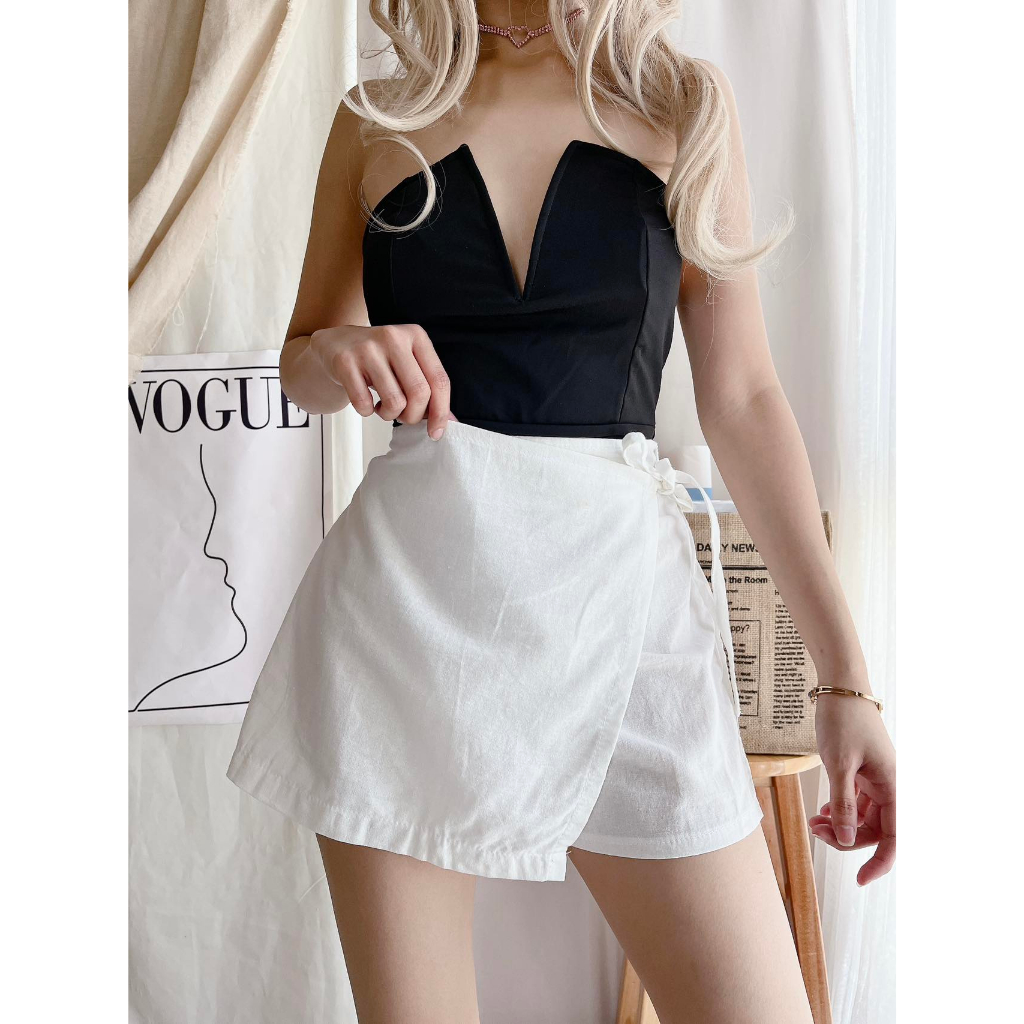 EMILY Korean Skort Palda Shorts | High Quality Cotton Linen ( Skirt ...