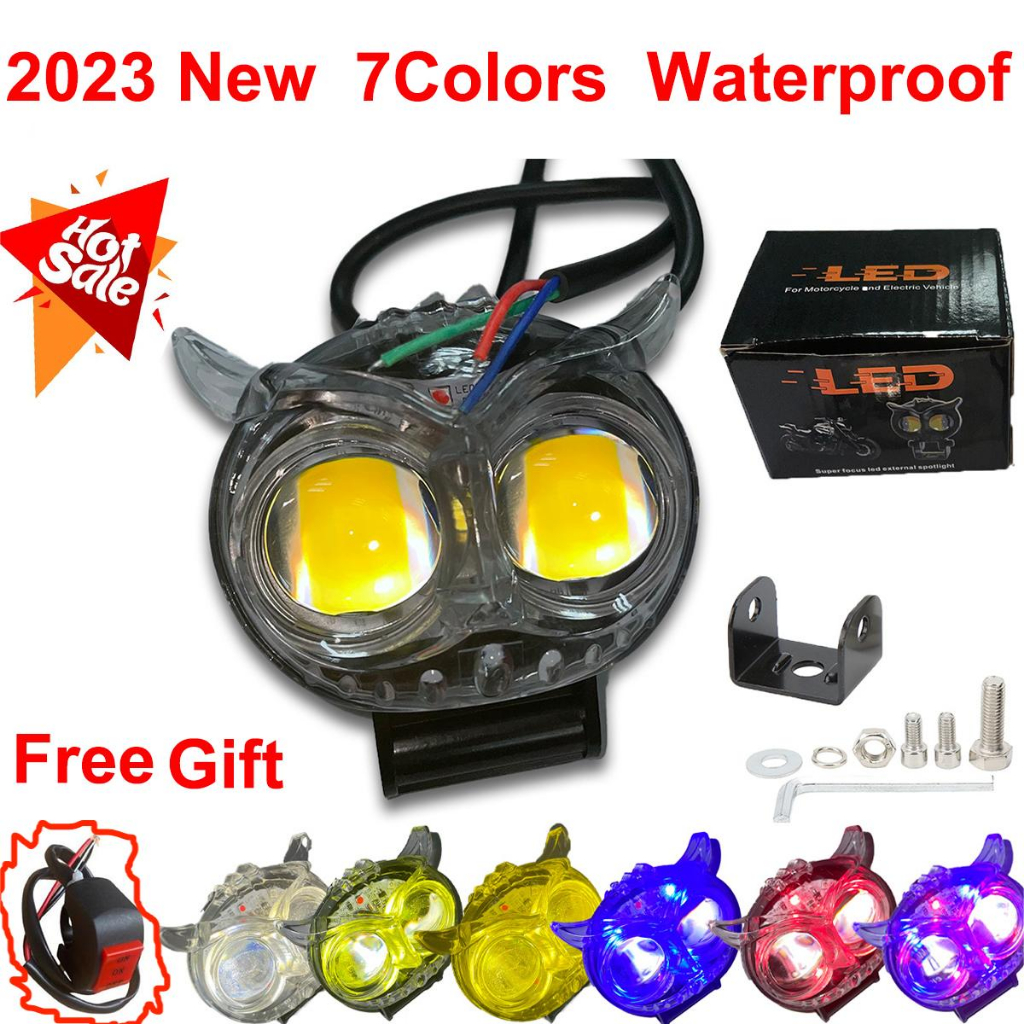 Owl Mdl Mini Driving Light Motorcycle Dual Color High Low Beam White ...