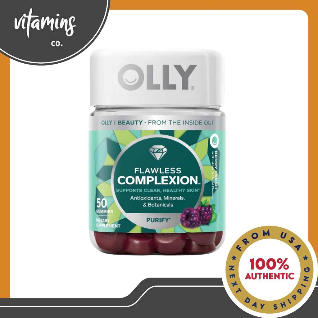 OLLY Flawless Complexion Supports Clear Healthy Skin, Vitamins E, A, Zinc (50 Gummies) | Shopee ...