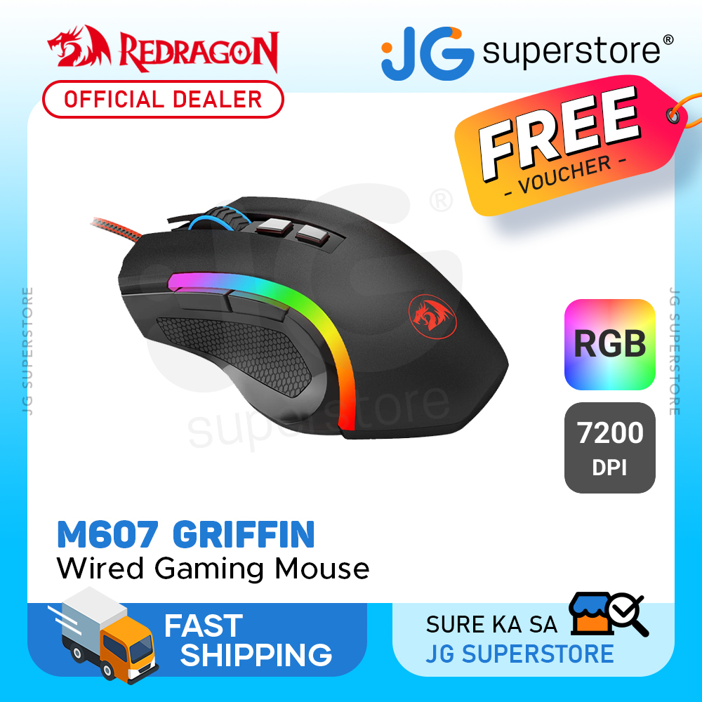 Redragon M607 Griffin RGB Optical USB Wired Gaming Mouse with 7200 DPI ...