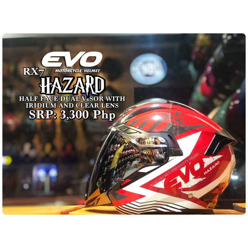 EVO RX7 HAZARD HALF FACE HELMET | Shopee Philippines
