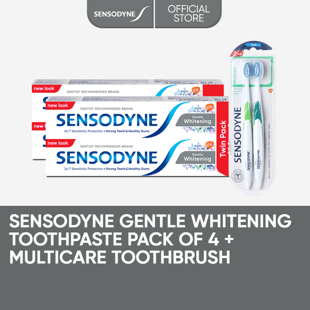 Sensodyne Gentle Whitening Toothpaste 100g (Pack of 4) + Multicare ...