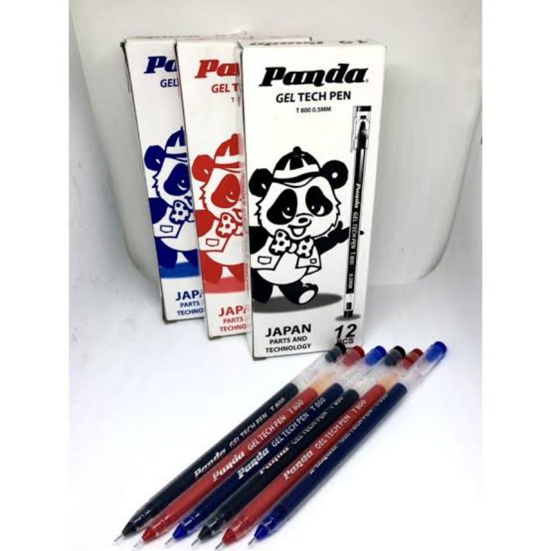 Panda Gel Tech Gel pen 0.5 (12pcs/box)black/blue/Red | Shopee Philippines