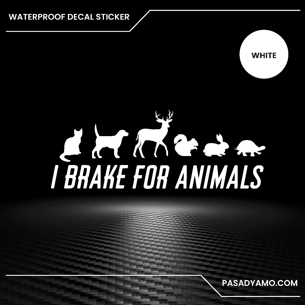 I Brake for Animals Logo Decal Sticker for Cars, Motorcycles, Laptops ...