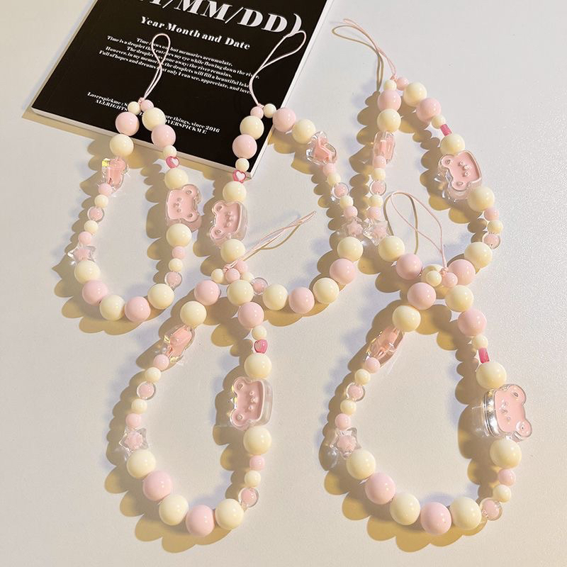Korean style creative cute bear mobile phone bead chain mobile phone ...
