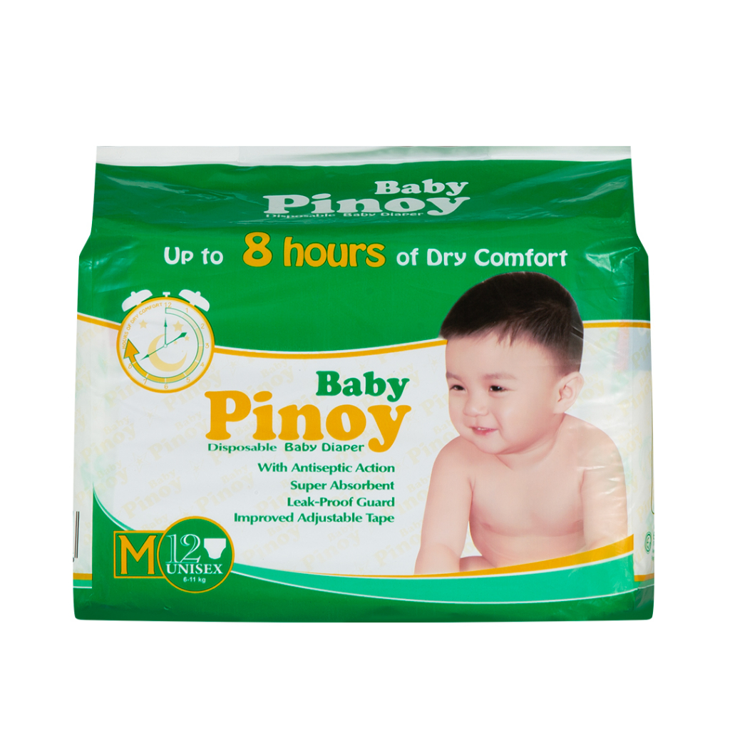 Baby Pinoy Disposable Baby Diaper Medium 12's | Shopee Philippines