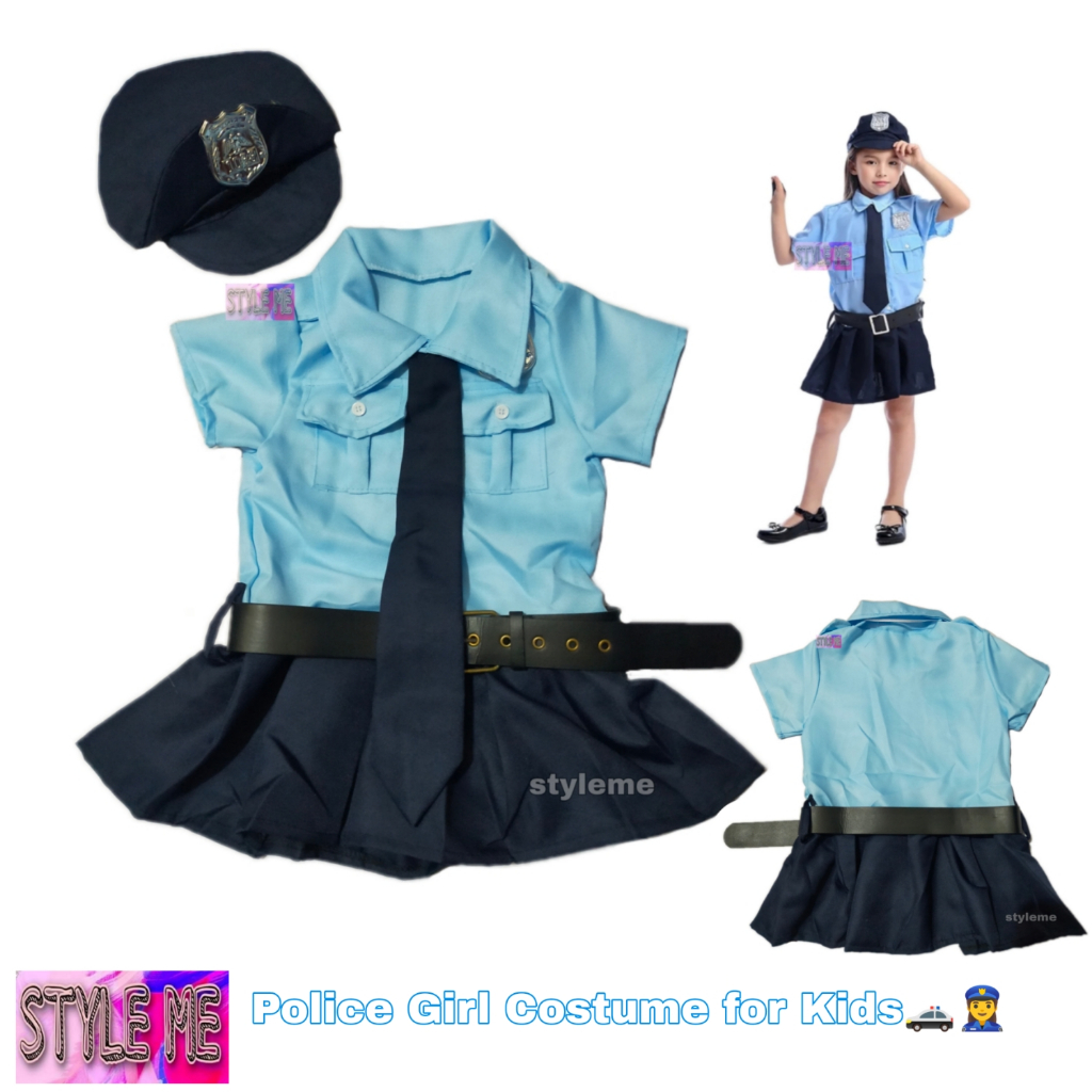 P0lic3 Girl Occupation Costume Complete Set Cosplay Role play For Kids ...
