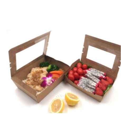 25 PCS Kraft Brown Paper Meal Box with window Lunch Box with window ...
