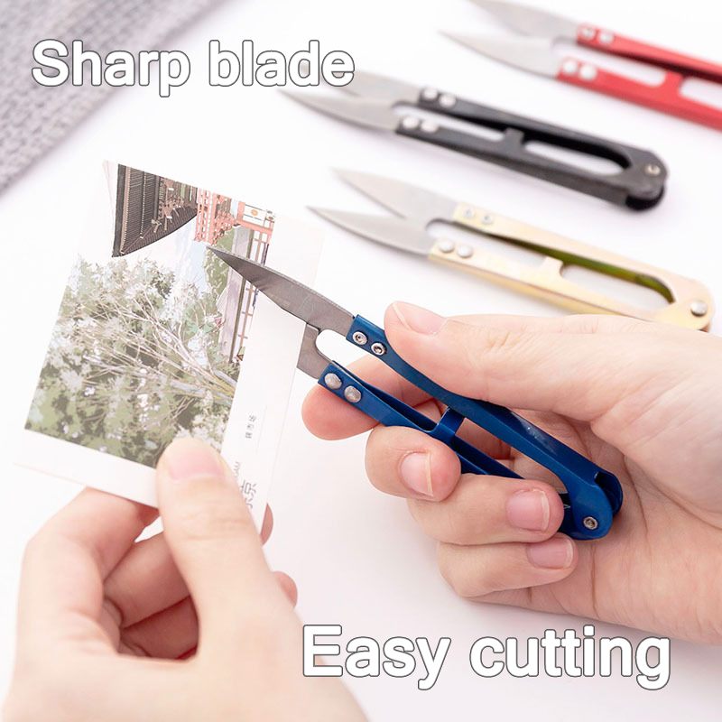 Multicolor Trimming Sewing Scissors U-Shape Yarn Stainless Steel Craft ...