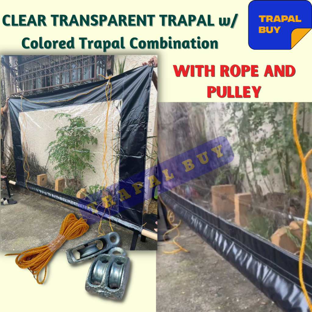 (6ft x 8ft) TRANSPARENT ROLL UP LONA TARPS TARP with COLORED TRAPAL ...