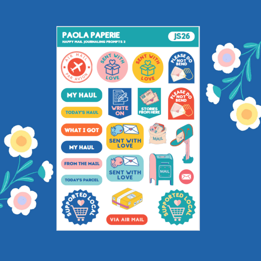 JS26: HAPPY MAIL PROMPTS 2 | Sticker sheet for planner, journal ...