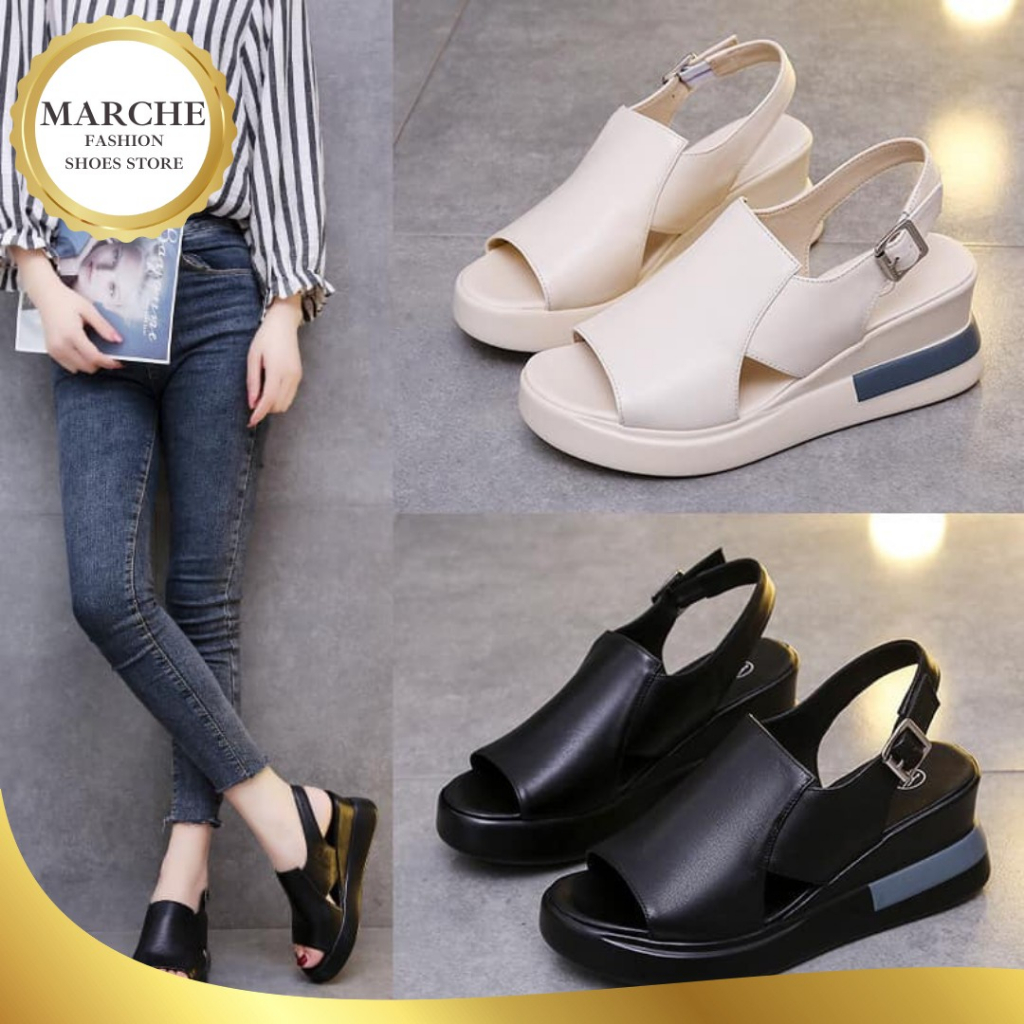 Marche Muffin thick-sole wedge sandals high-heeled for women(standard ...