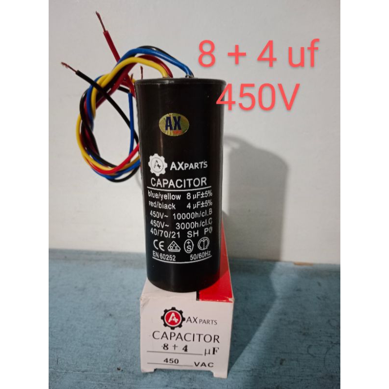 8 + 4 UF 450V DUAL RUNNING CAPACITOR FOR WASHING MACHINE PARTS | Shopee ...