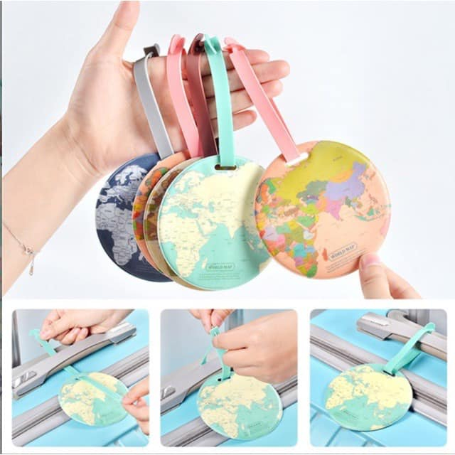 1 PC Tag ID Address Silica Gel Luggage Tag Luggage Fashion Map Luggage ...