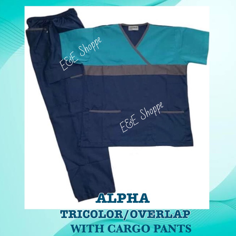 SCRUB SUIT Set Lhacos cotton (ALPHA with CARGO pants) | Shopee Philippines