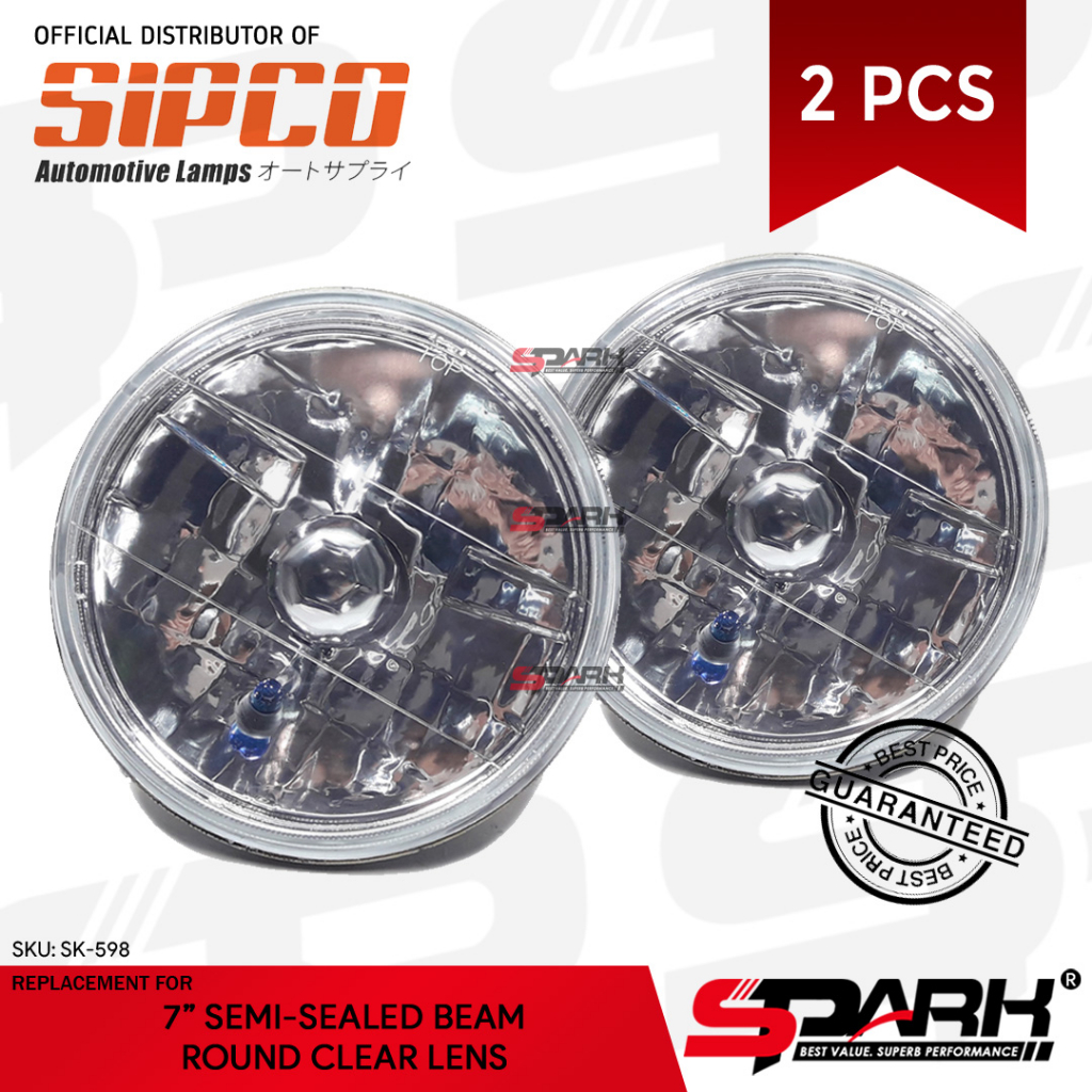 (2 PCS) 7'' Head Lamp Housing Round Semi-Sealed Beam Replaceable ...