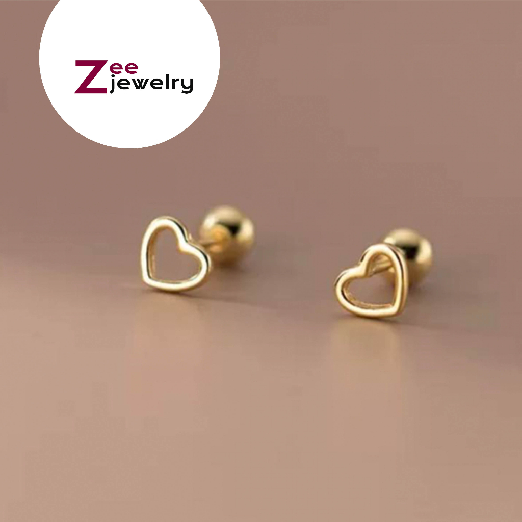 Zee Empty Heart De roscas/ Screw lock Baby Safe Earring Hypoallergenic ...