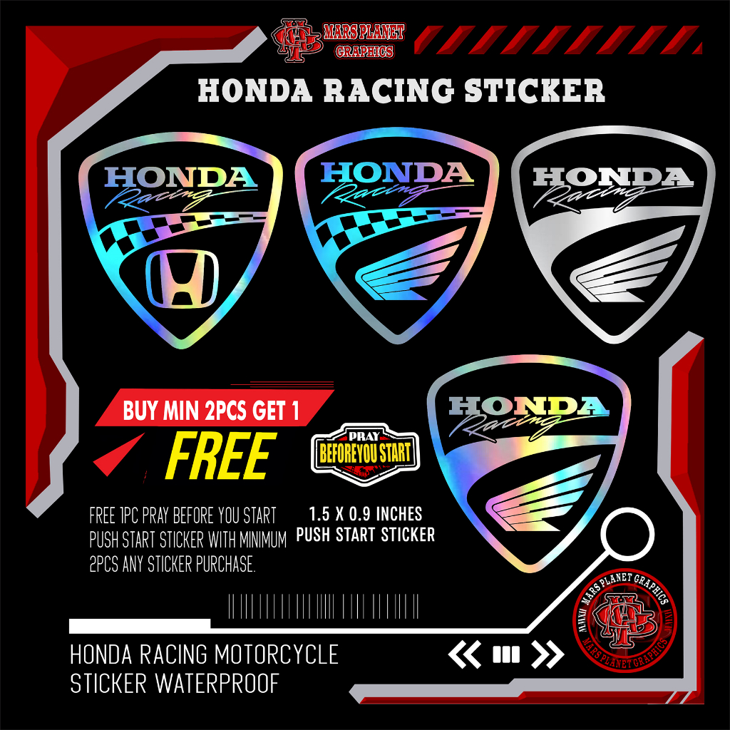 Honda Racing Sticker Motorcycle Decal Waterproof | Shopee Philippines