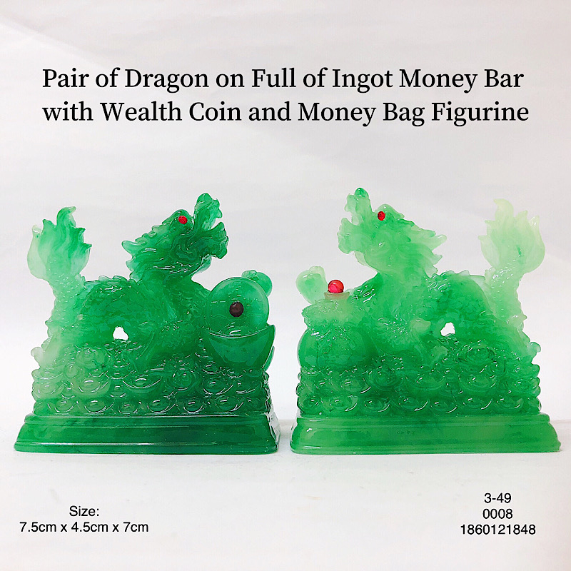 Pair of Dragon on Full of Ingot Money Bar with Wealth Coin and Money ...