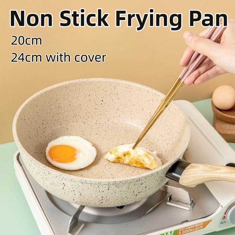 Yo-Fun Non Stick Frying Pan with Cover Cooking Kawali wok Cookware ...